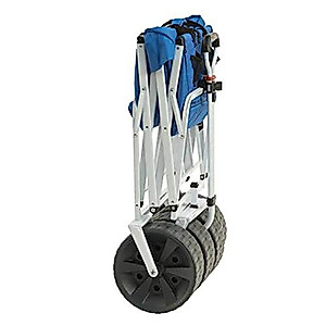 Mac Sports Heavy Duty Collapsible Folding All Terrain Utility Beach Wagon Cart, Blue/White