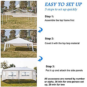 Mytunes 10'x20' Outdoor Waterproof Canopy Tent Outdoor Canopy Tent Camping Gazebo Storage Shelter Pavilion Cater for Party Wedding Heavy Duty Patio Garden Gazebo