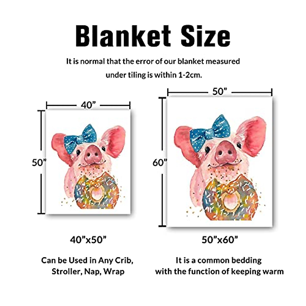 Parrot BEEK Pig Blanket Pig Gifts for Women Pig Lovers, Pink Pig Blankets for Kids, Cozy Warm Cute Animal Flannel Throw Blankets for Couch Sofa Living Room Decor 50x40 Inch
