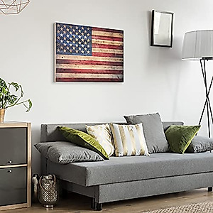 Empire Art Direct American Flag Digital Print on Solid Wood Wall Art, 24 in x 36 in x 1.5 in, 24" X 36" X 1.5", Ready to Hang