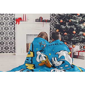 Northwest Donald Duck/Daisy Duck Micro Raschel Throw Blanket, 46" x 60", Lucky Duck