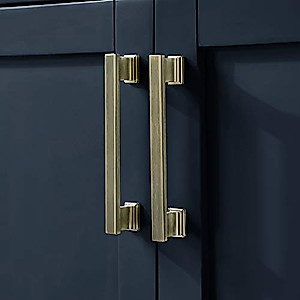 Ove Decors Stanley 42 inch Bathroom Vanity Combo Freestanding Bath Cabinet | Modern Single Sink with Cultured Marble Countertop | Backsplash Included, Midnight Blue