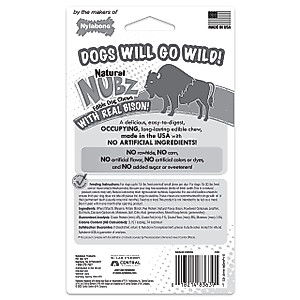 Nylabone Nubz Wild Natural Edible Chew Treats for Dogs, Made in USA, Bison Flavor, Small - Up to 25 lbs. (4 Count)