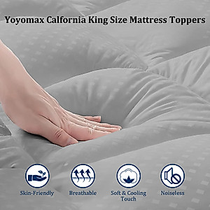 Yoyomax Calfornia King Size Mattress Toppers - Mattress Toppers for King Bed, Ultra-Soft, Cooling, and Breathable Pillow Top with Deep Pocket (8-21 Inches),White
