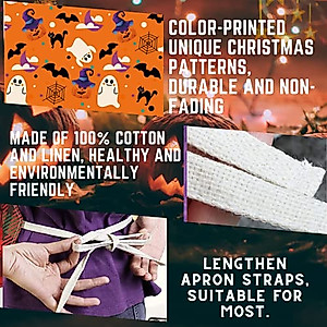 Crethinkaty halloween apron halloween party apron, ghost apron, pumpkin apron bat baking BBQ apron adjustable kitchen apron women (style 2)