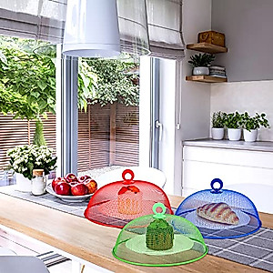 Metal Food Tent Mesh Food Covers Outdoor Food Covers Round Food Nets for Outdoors Reusable Fruit Cover Against Fruit Flies for Table Picnic Camping (8 Pcs)