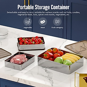 Hommiya 3pcs Stainless Steel 304 Food Storage Containers with Lids - Stackable, Dishwasher Safe for Meal Prep, Deli Meat, Cheese,Bacon & Freezer(1000ml)