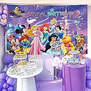 Princess Girls Birthday Backdrop- Purple Princess Theme Photography Background Baby Shower Party Supplies Happy Birthday Decoration Background (6x4FT)