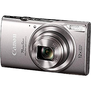 Canon PowerShot ELPH 360 HS Digital Camera (Silver) (1078C001) + 2 x 64GB Memory Card + 2 x NB11L Battery + Case + Card Reader + Corel Photo Software + HDMI Cable + Flex Tripod + More (Renewed)