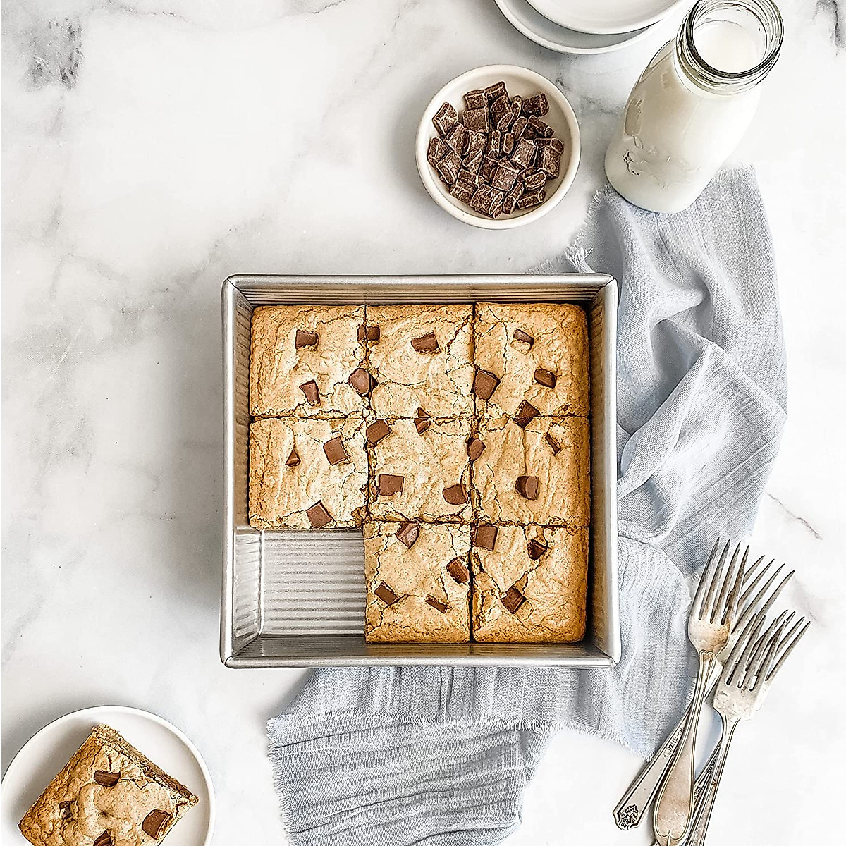 USA Pan Bakeware Square Cake Pan, 8 inch, Nonstick & Quick Release Coating, Made in the USA from Aluminized Steel