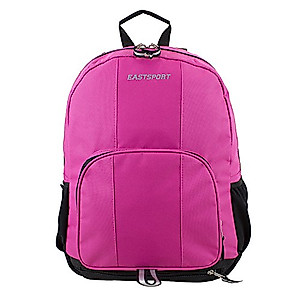 Eastsport Classic Backpack with Inner Tech Pocket, Bottom Shoe Compartment and Drawstring Bag, Pink