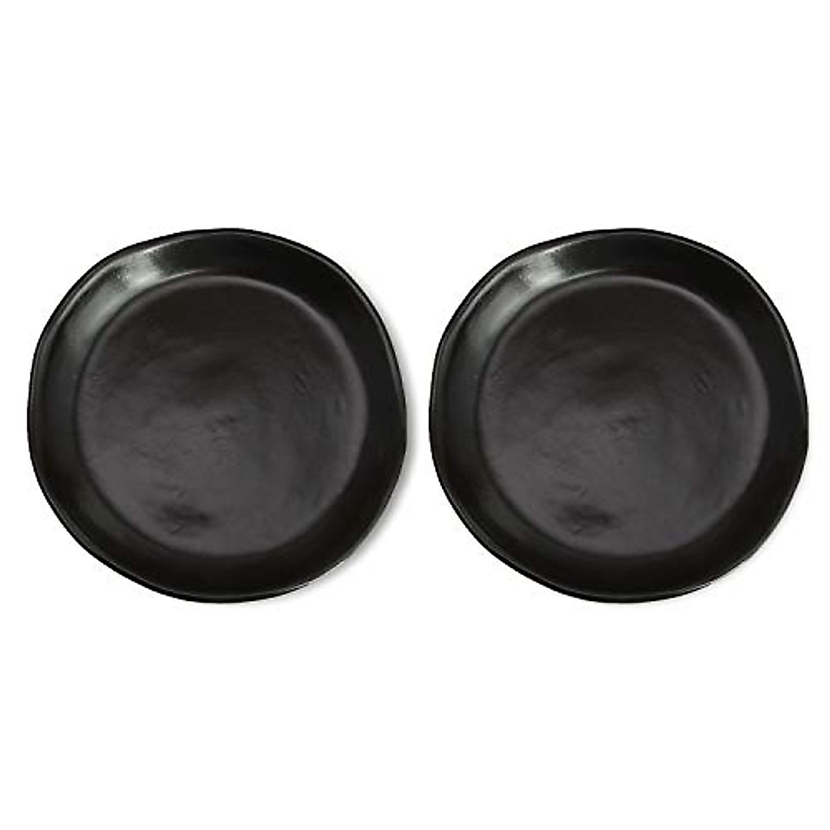 roro Ceramic Stoneware Hand-Molded Modern Uneven Minamalist Matte Black Appetizer Plate Set of 2