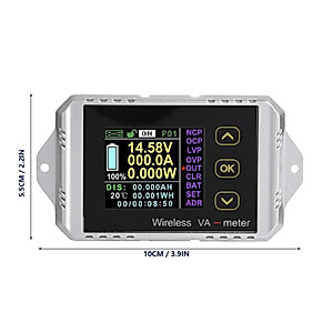 DC Voltage Ammeter Power Meter Wireless DC Voltage Ammeter Power Meter Watt Tester Coulomb Meter(VAT-4300)