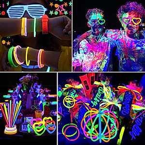 209 Pack Glow Party Supplies Glow Sticks Party Pack Glow Themed Party Hanging Decorations Birthday Party Decoration Tablecloth, Balloons, Sticks, Tassels, Glasses, Headband for Neon Party Decorations