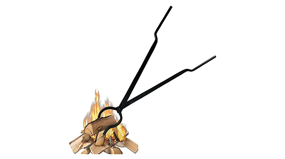 FEBTECH Campfire Tongs 30 Inch - Black Log Grabber Firewood Claw Tongs ...