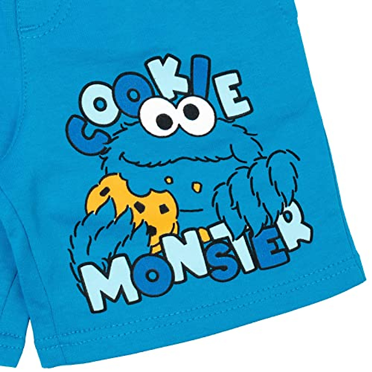 Sesame Street Elmo Cookie Monster Toddler Boys French Terry 2 Pack Shorts Blue/Red 5T