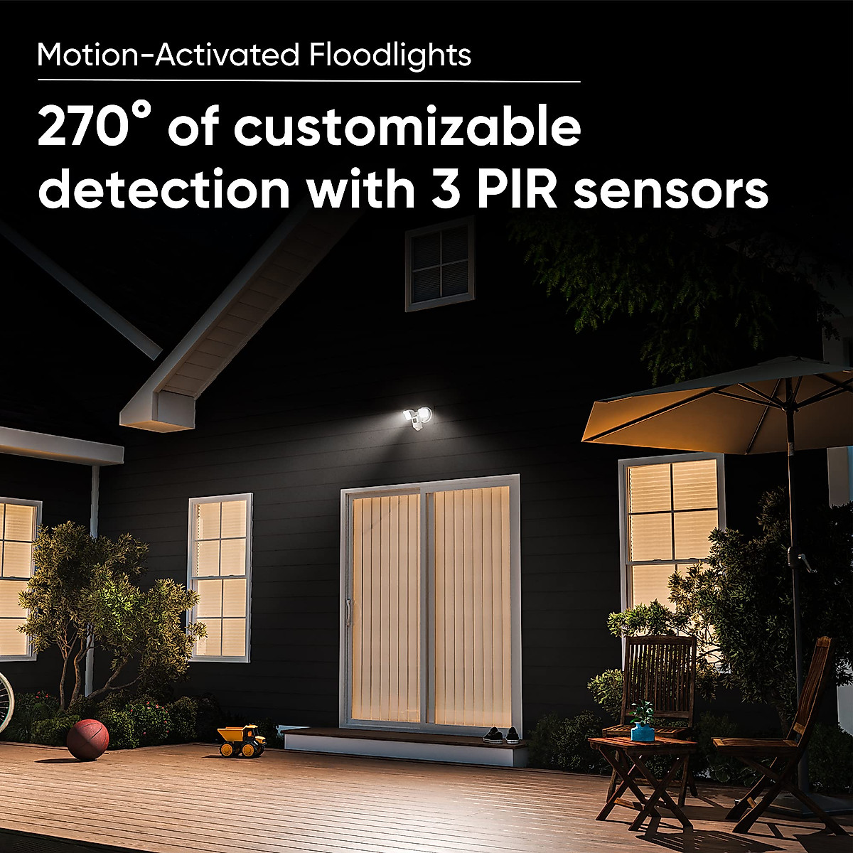 Wyze Cam Floodlight with 2600 Lumen LEDs, Wired 1080p HD IP65 Outdoor Smart Security Camera, Color Night Vision, 270-Degree Motion Detection, 90dB Siren, and Two-Way Audio with 32GB MicroSD Card