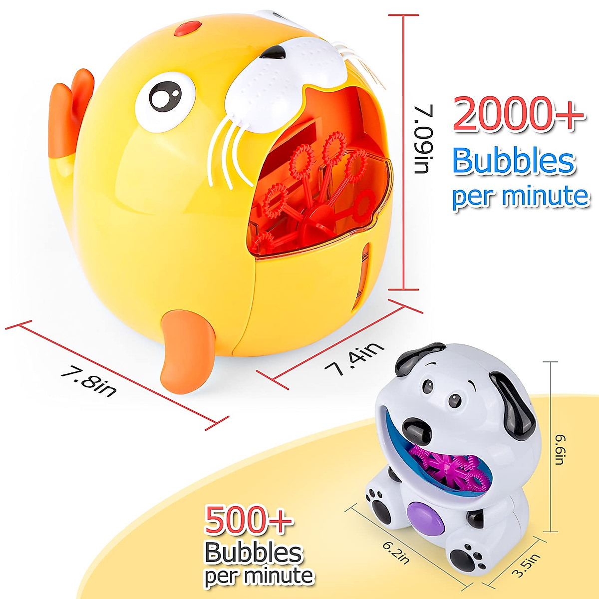KINDIARY Bubble Machine, Automatic Bubble Blower, Portable Bubble Maker for Kids Toddlers with 5000+ Bubbles/min, 2 Speeds, 12.8oz Capacity, Powered by Plug-in or Batteries for Indoor Outdoor Parties