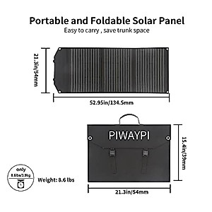 PIWAYPI 100W Portable Solar Panel, Foldable Solar Charger Kit with QC 3.0 USB Ports, 22% High Efficiency, Compatible with Jackery/EF/Anker Power Station for RV, Camping, Blackout