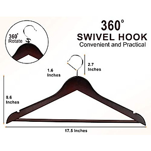 Utopia Home Premium Wooden Hangers - 360-Degree Rotatable Hook - Durable & Slim - Shoulder Grooves - Non-Slip Lightweight Hangers for Coats, Suits, Pant and Jackets (Pack of 20, Brown)