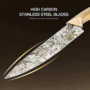 Karcu Knife Set, 5-piece Kitchen Knife Set Nonstick Coated with 5 Knife Sheath Covers