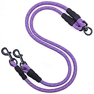 Mycicy Double Dog Leash Coupler, Extension Rope for Two Dogs, No Tangle Dual Dog Lead Splitter for Small Medium Dogs 10-35 lbs (1/3" X 33"- Pinkblue)