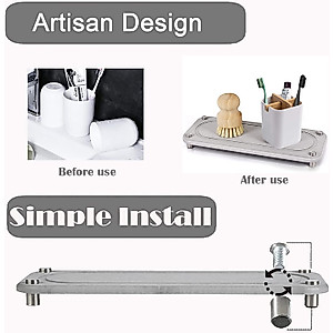 Sink Caddy Kitchen Sink Organizer, Instant Dry Bathroom Sink Organizer for Preventing Moisture Buildup, Diatomaceous Pedestal Stand Riser with Stainless Steel Feet , Sponge Soap Dispenser Holder