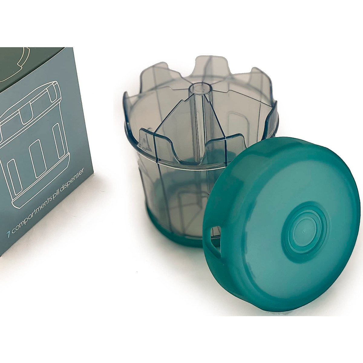 Extra Large Supplement Organizer with XL 7 Large Compartments, TPU Soft Lid Easy to Load and to Use Pill Dispenser, 1 Month Jumbo Vitamin Holder Medicine Storage