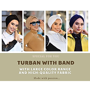 Turbans With Band For Women|Hair Wraps|Hijab Undercap-Instant Hijab-Hijab Cap (Caramel)