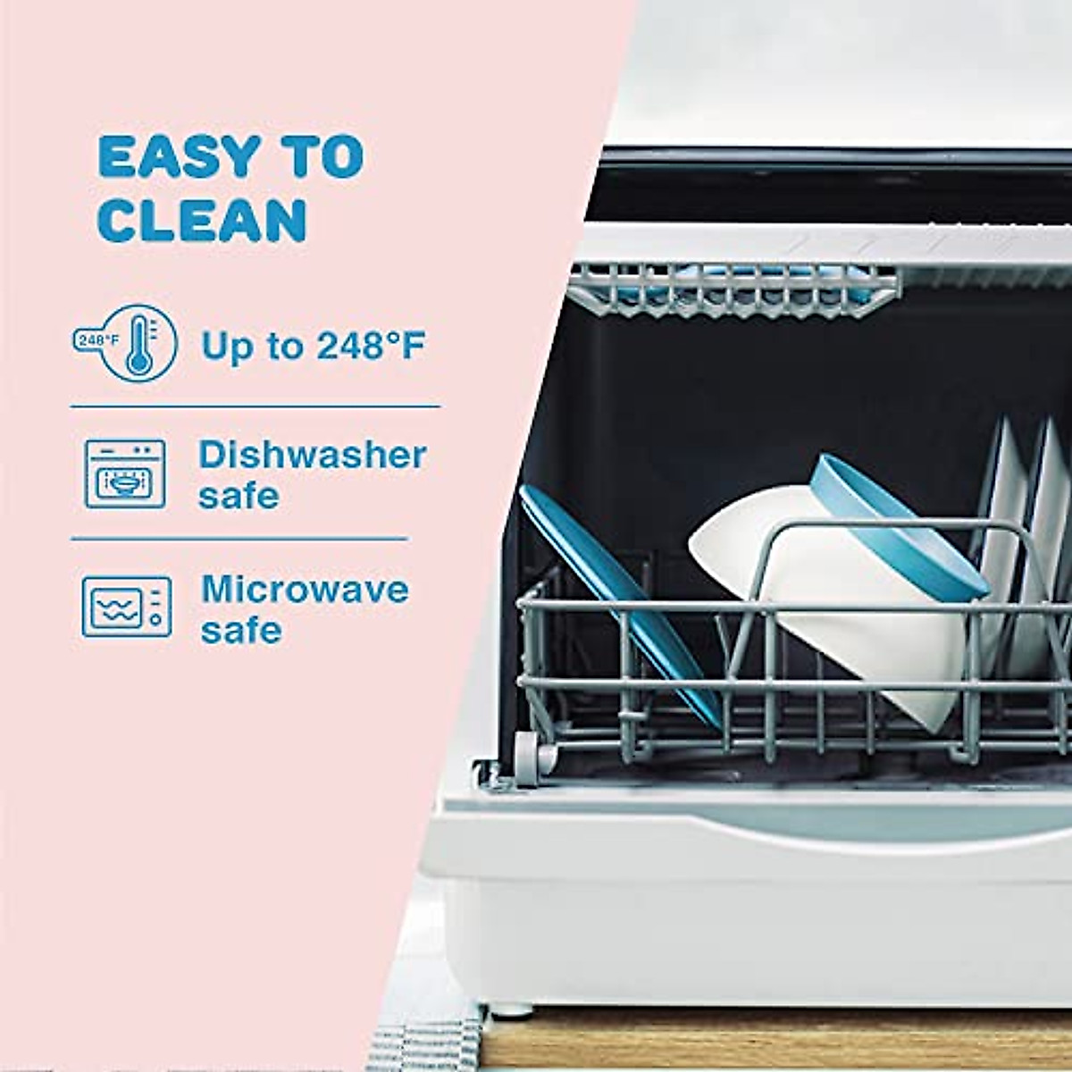 FLYTTA FADI Toddler Bowl Baby Bowl Suction Bowl Baby Feeding Set Suction Cup Bowl with Silicone Lid and Baby Spoon First Stage Self Feeding Baby Utensils Suction Bowls for Baby - Ocean Blue