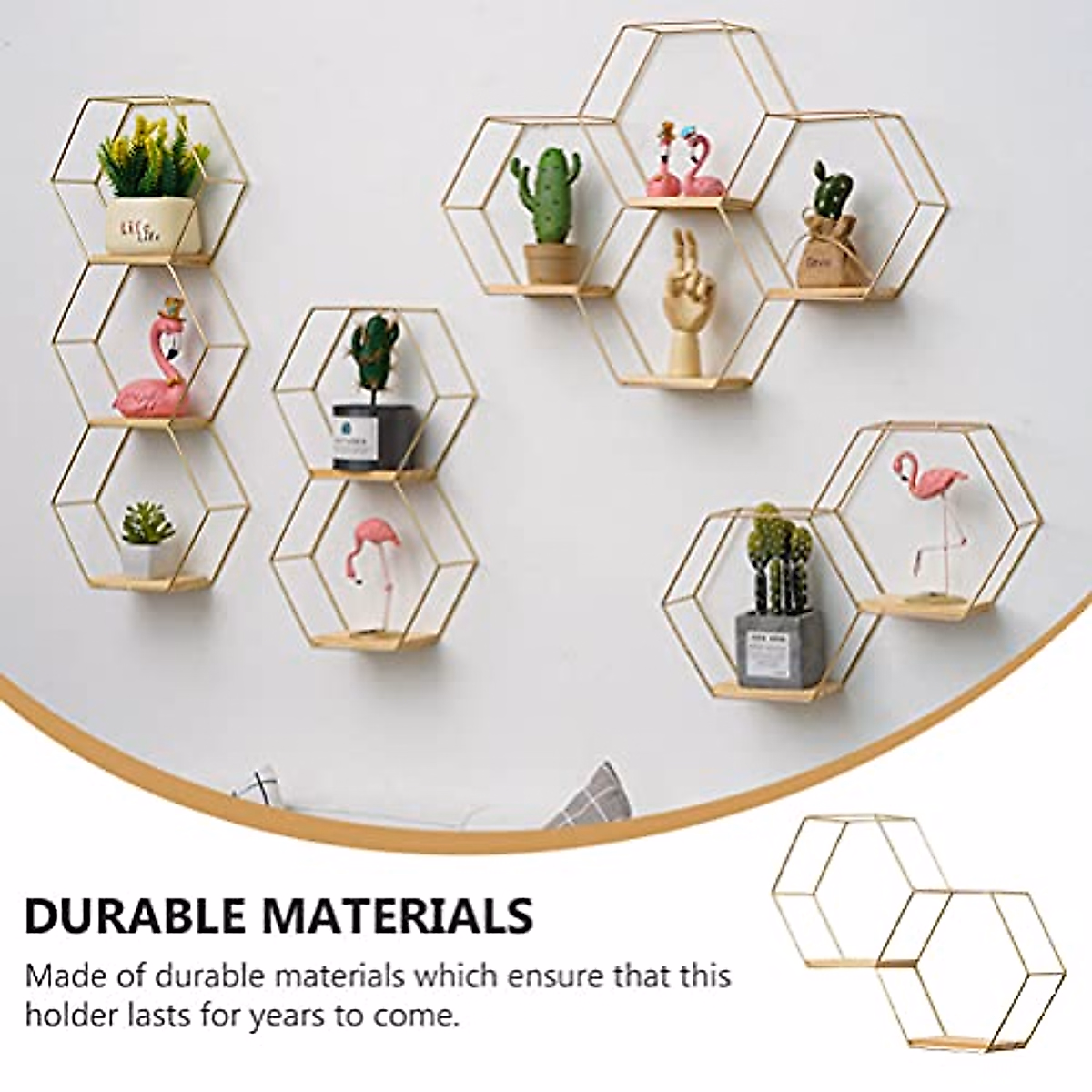 Garneck Hexagonal Floating Shelves Wall Mounted Farmhouse Storage Shelves for Bedroom Living Room Bathroom Kitchen Office Wall Organizer