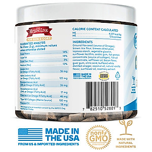 The Missing Link Collagen Care Skin & Coat Soft Chews 60ct - Daily Hair Growth, Healthy Skin & Strong Nails Support for Dogs