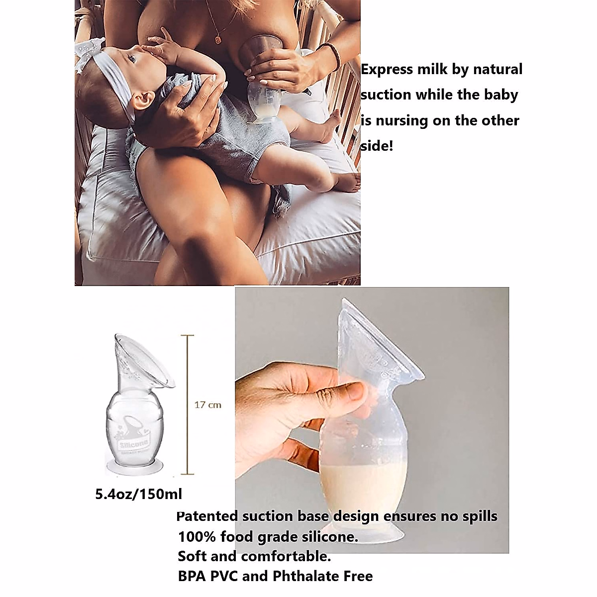 haakaa Silicone Manual Breast Pump 5.4 oz & Reusable Breastmilk Storage Bag 9oz Set - Milk Collector| Letdown Catcher| Leak Proof Storing Pouches| Breast Milk Saver for Breastfeeding Moms