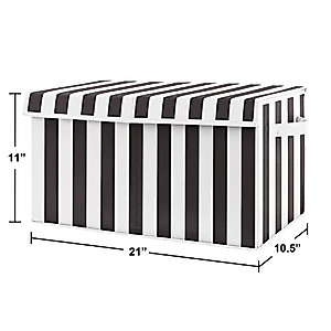 Sweet Jojo Designs Black Stripe Boy or Girl Small Fabric Toy Bin Storage Box Chest For Baby Nursery or Kids Room - Black and White for Paris Collection Gender Neutral
