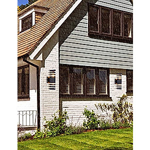 Outdoor Wall Light with Dusk to Dawn Sensor Photocell Waterproof Aluminum Housing with Acrylic, Up and Down Porch Light Modern Exterior Light Fixture for Front Porch, Patio, Garage, Black