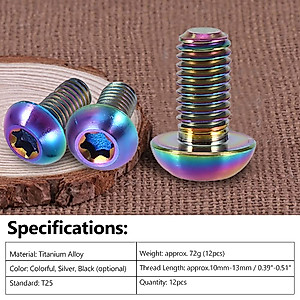VGEBY Rotor Bolts, Mountain Bike Disc Brake Rotor Screws (Pack of 12) (Color : Colorful) Oil Slick Bike Parts Burnt Blue M6 Bolts