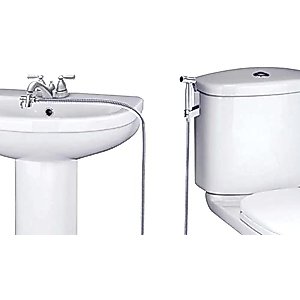 SmarterFresh Faucet Bidet Sprayer for Toilet - Warm Water Handheld Sprayer with Sink Hose Attachment for Bathroom… (Stainless Steel)