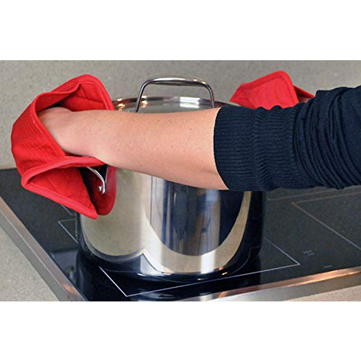 DII Heat Resistant Quilted Cotton Pot Holder Set, Designed with Space to Personalize Allowing a Customized Design, 7x9, Red, 3 Count