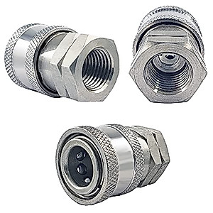 Ultimate Washer UW16-PWCD05 1/4-Inch Stainless Steel Quick Connect Pressure Washer Adapter Set, Max Pressure 5000 PSI Rating