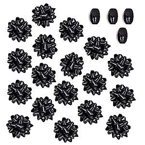 MAYPLUSS 3.5" Black Gift Bow Assortment (18 Bows, 4 Spools of Ribbon), Perfect for Christmas, Birthday, Holiday, Party Favors Decorations