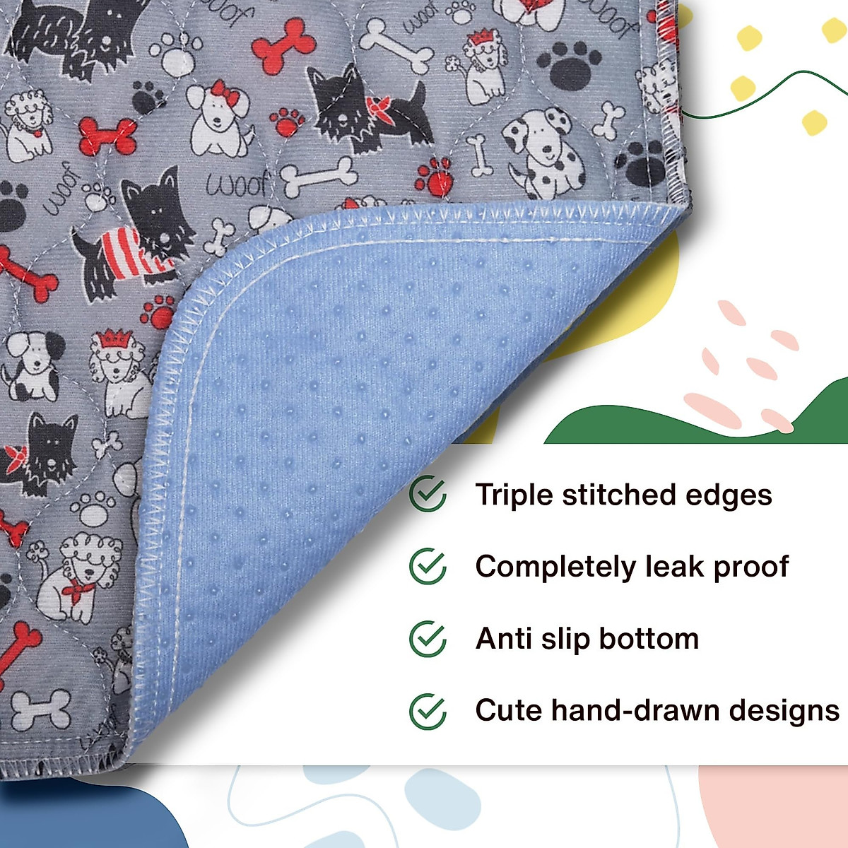 Washable Pee Pads for Dogs, Reusable Pee Pads for Dogs, Washable Puppy Pads, Dog Pee Pads Washable, Whelping Pad, Reusable Puppy Pads, Waterproof Dog Mat for All Breeds, Dog Pee Mat by Caldwell's