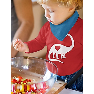 Tstars Dinosaur Heart Boys Valentines Day Shirt Toddler Kids Long Sleeve Shirts 3T Red