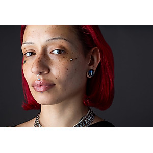 Pierced Owl Floating Glowing Mushroom Encased Pyrex Glass Saddle Plugs, Sold as a Pair (8mm (0GA))