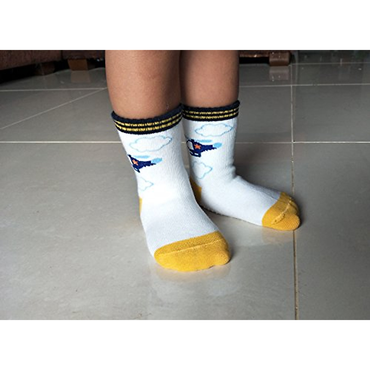 RATIVE Anti Skid Non Slip Slipper Cotton Crew Dress Socks With Grips For Baby Walker Toddlers Kids Boys 2T 3T (1-3T, 12-pairs/RB-71112)
