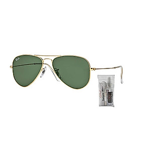 Ray-Ban RB3044 AVIATOR SMALL METAL L0207 52M Gold/G-15 Green Crystal Sunglasses+ BUNDLE with Designer iWear Eyewear Kit