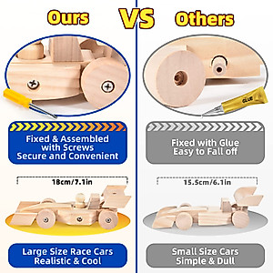 Atoylink DIY Wooden Cars Crafts for Kids Easy Assemble & Paint Your Own Race Cars 3 Pack Model Car Kits Woodworking Arts and Crafts for Boys Girls Gifts