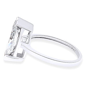 Jewel Zone US 4 1/2 Carat Marquise Cut White Cubic Zirconia Solitaire Engagement Ring in 14k White Gold Plated 925 Sterling Silver (4.50 Cttw) Ring Size - 8.5