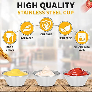 C&S Event Supply Co. 2.5oz Ramekins - Commercial Grade Silver Stainless Steel Sauce Cups, Round Small Bowls for Dipping Sauce Cup & Portion Control - Ideal for Au Jus, Condiments, Dips - Set of 12