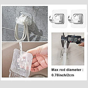 BARAFAT 8 Pieces Self Adhesive Curtain Rod Bracket, No Drill Drapery Hooks Holder, Plastic Easy Sticky Curtain Rod Hooks for Kitchen, Bathroom, Hotel (Transparent Color)