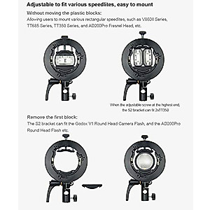Godox S2 S-Type Speedlite Bracket Bowens Mount Holder for Godox V1 AD200Pro AD400Pro AD200 V860II TT685 TT600 TT350 Flash Strobe Speedlight